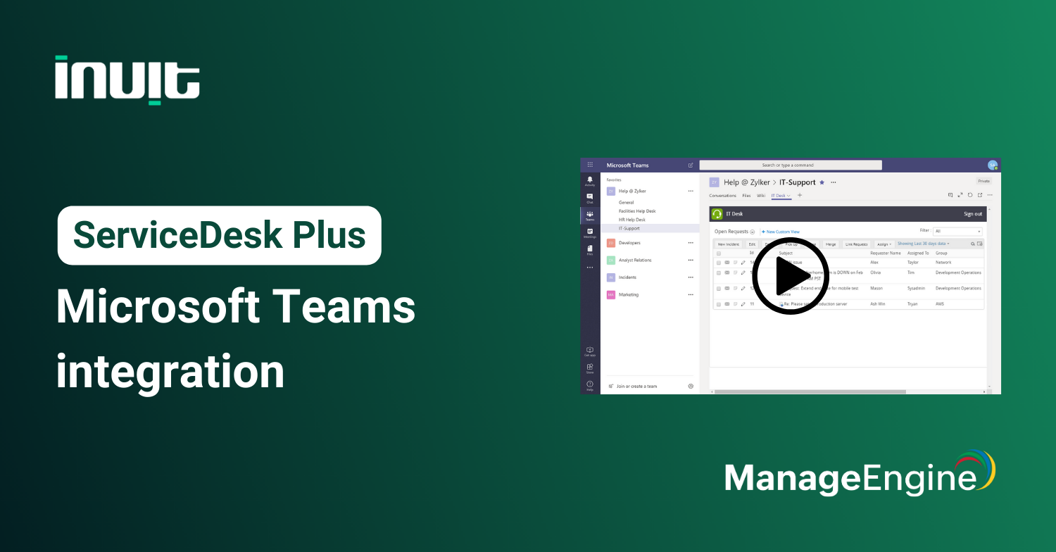 Integrera Servicedesk Plus med Microsoft Teams | Inuit